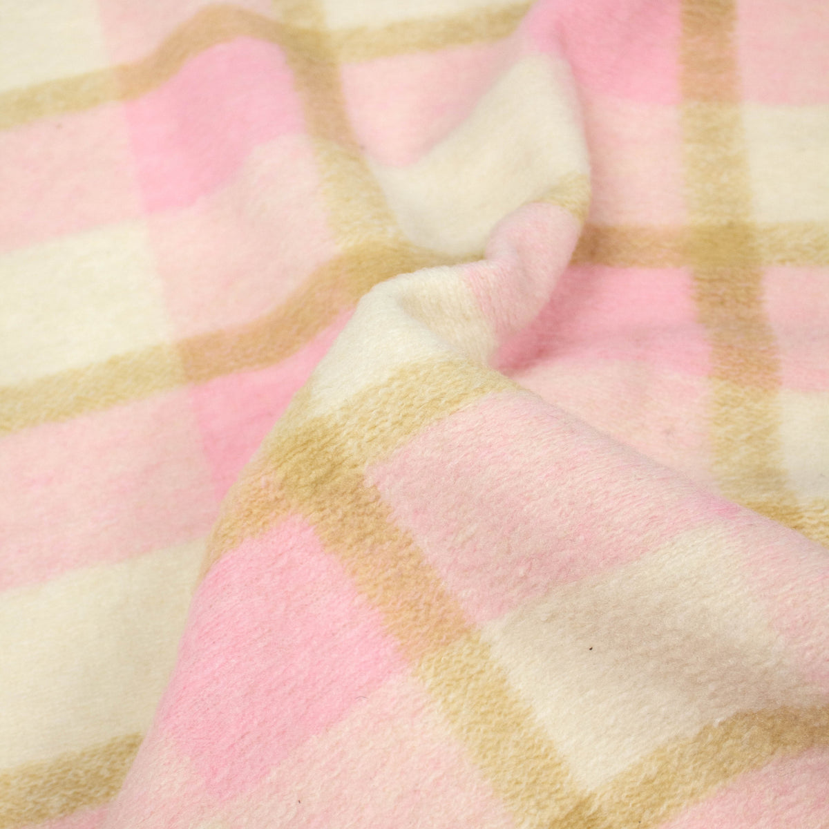 Boiled Wool Look Pink Check Fabric | THE FABRIC SALES