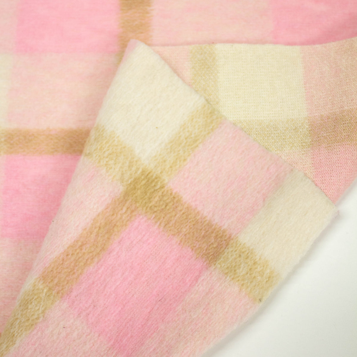 Boiled Wool Look Pink Check Fabric | THE FABRIC SALES