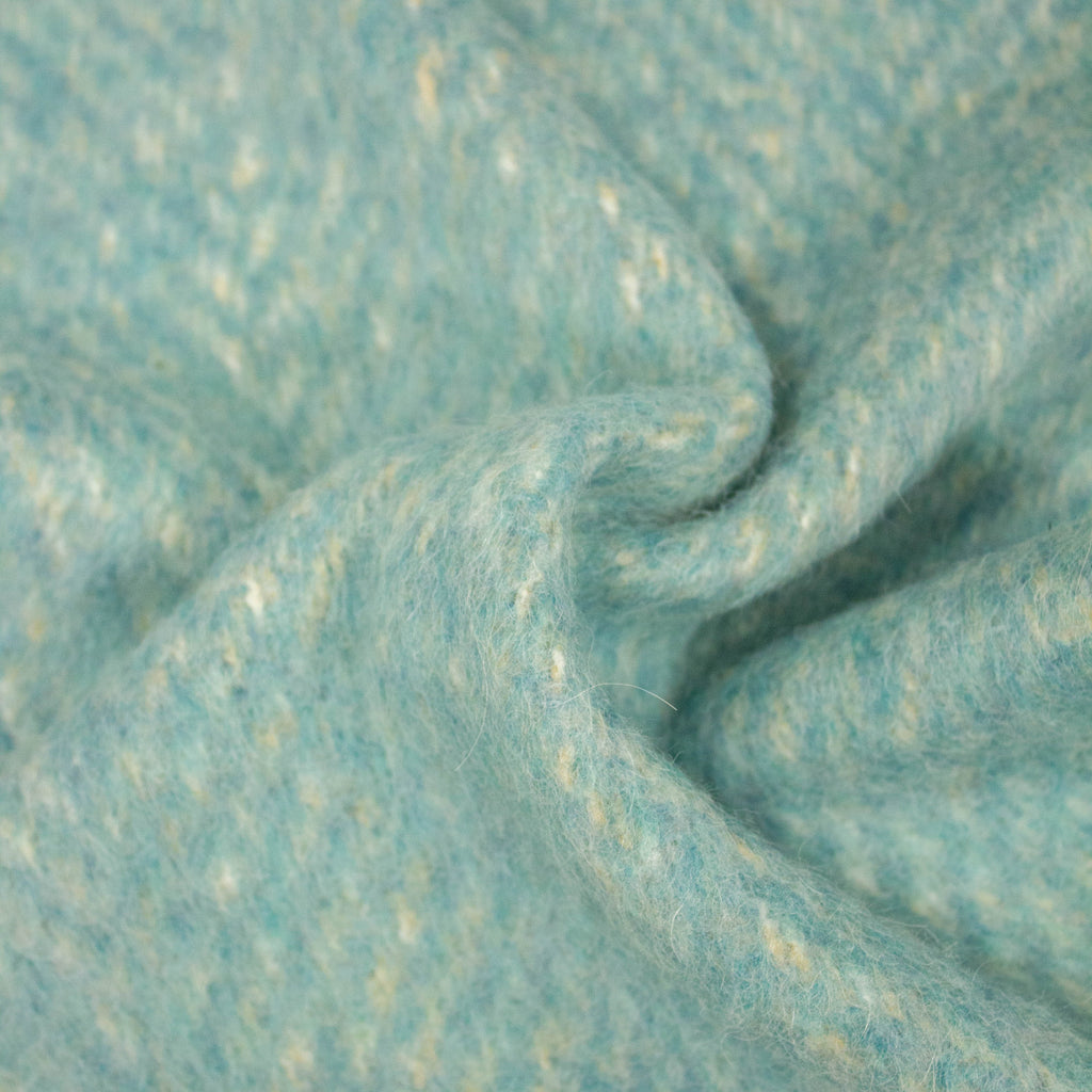 Herringbone Alpaca Wool Coating Fabric Aqua Blue | THE FABRIC SALES