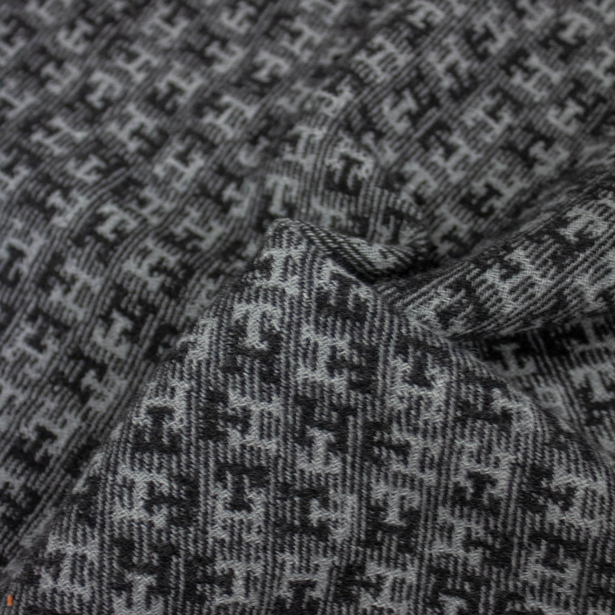 Wool Fabric Grey Monogram | THE FABRIC SALES