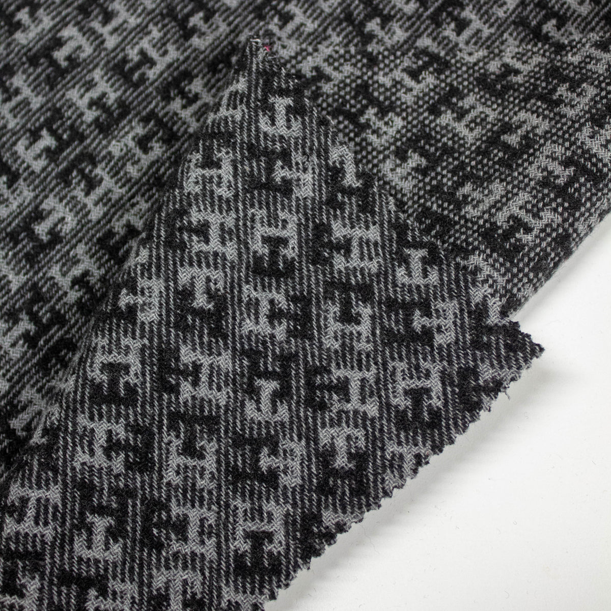 Wool Fabric Grey Monogram | THE FABRIC SALES