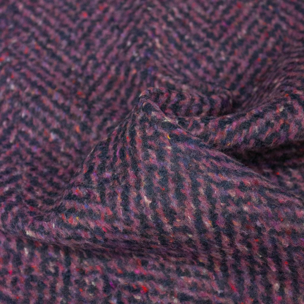 Purple Wool Coating Fabric Herringbone | THE FABRIC SALES