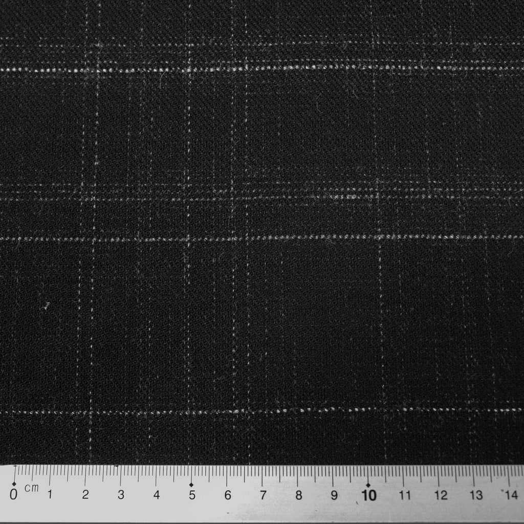 Virgin Wool Suiting Fabric Black Checks | THE FABRIC SALES