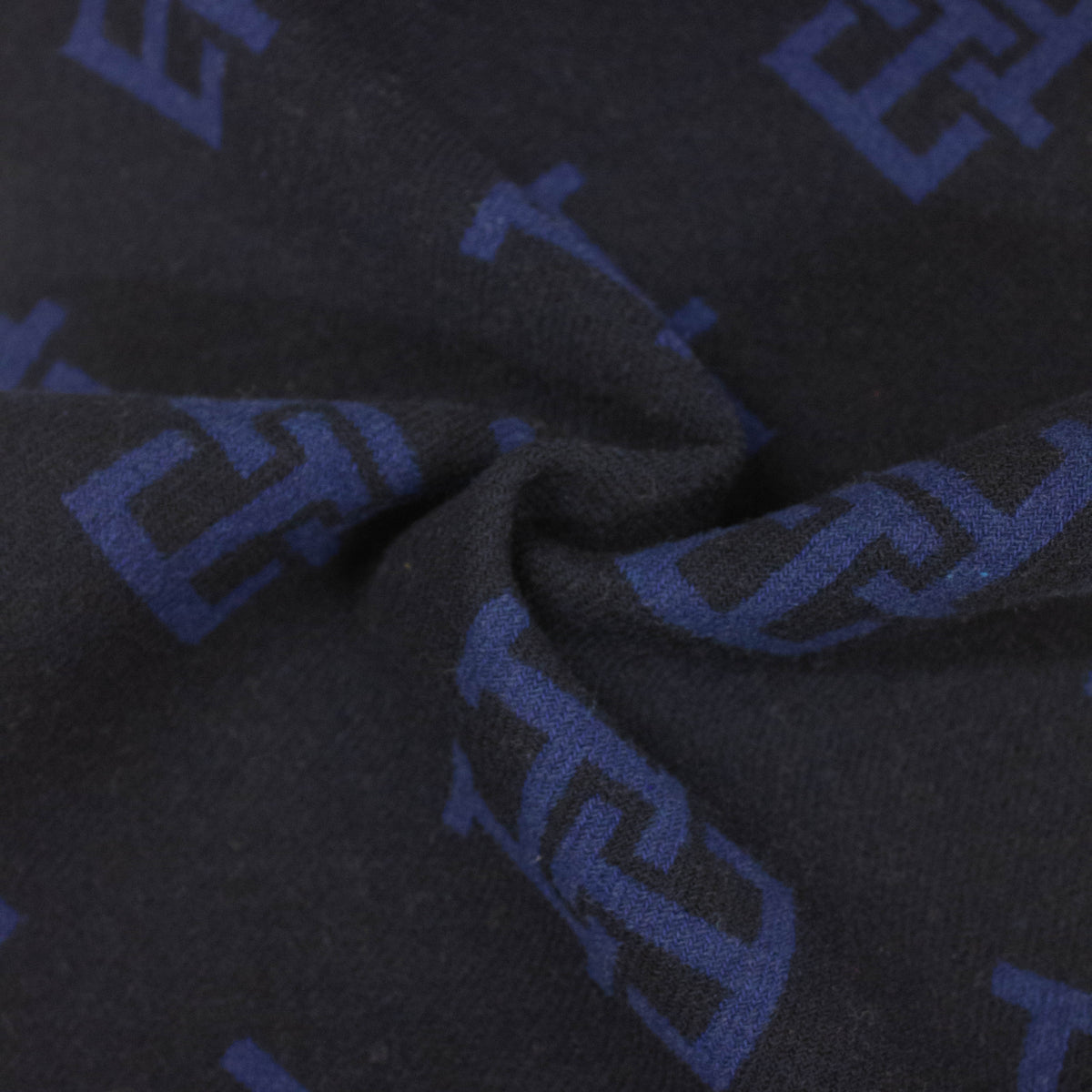 Blue Monogram Wool Double Face Coating Fabric | THE FABRIC SALES