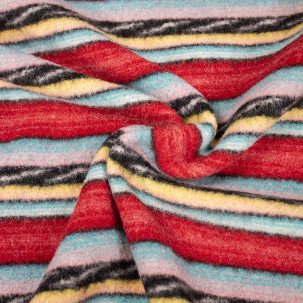 Boiled Wool Fabric Striped Multicolour | THE FABRIC SALES