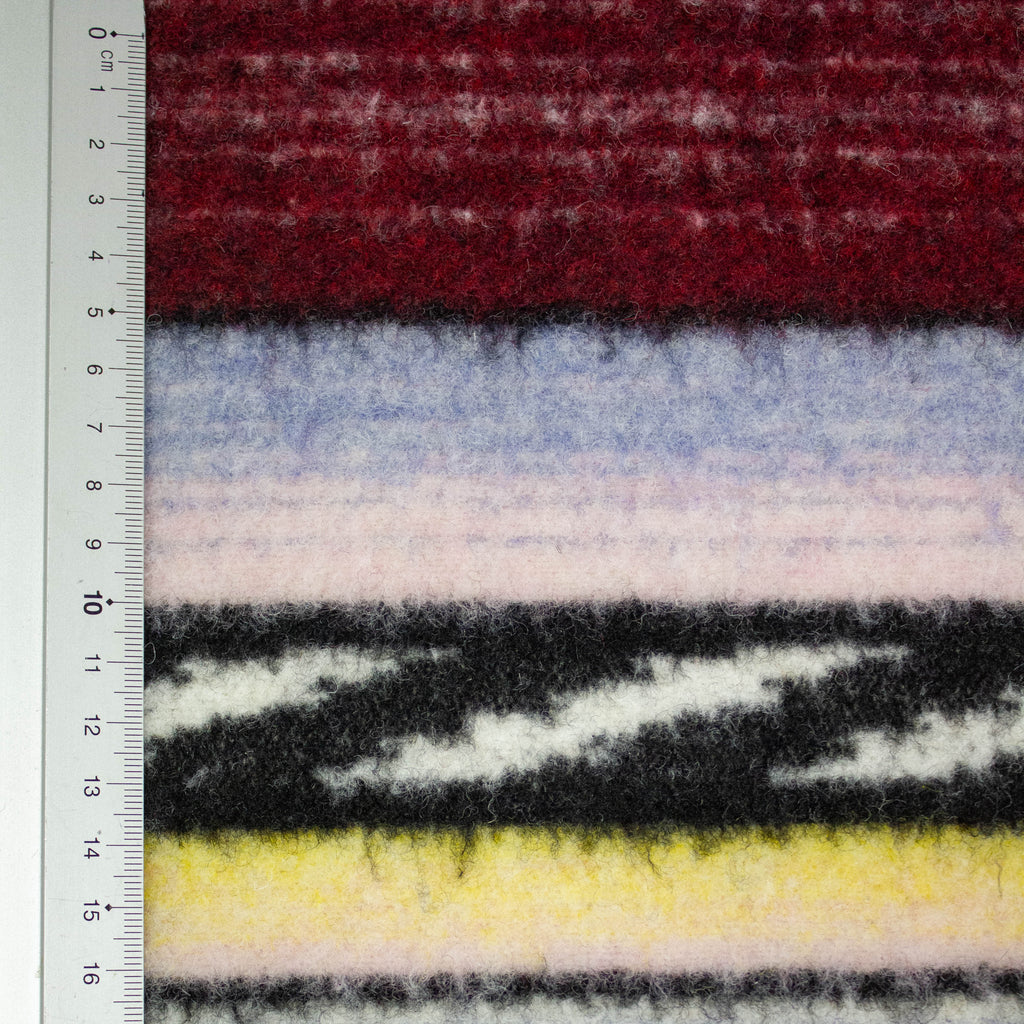 Boiled Wool Fabric Striped Burgundy | THE FABRIC SALES