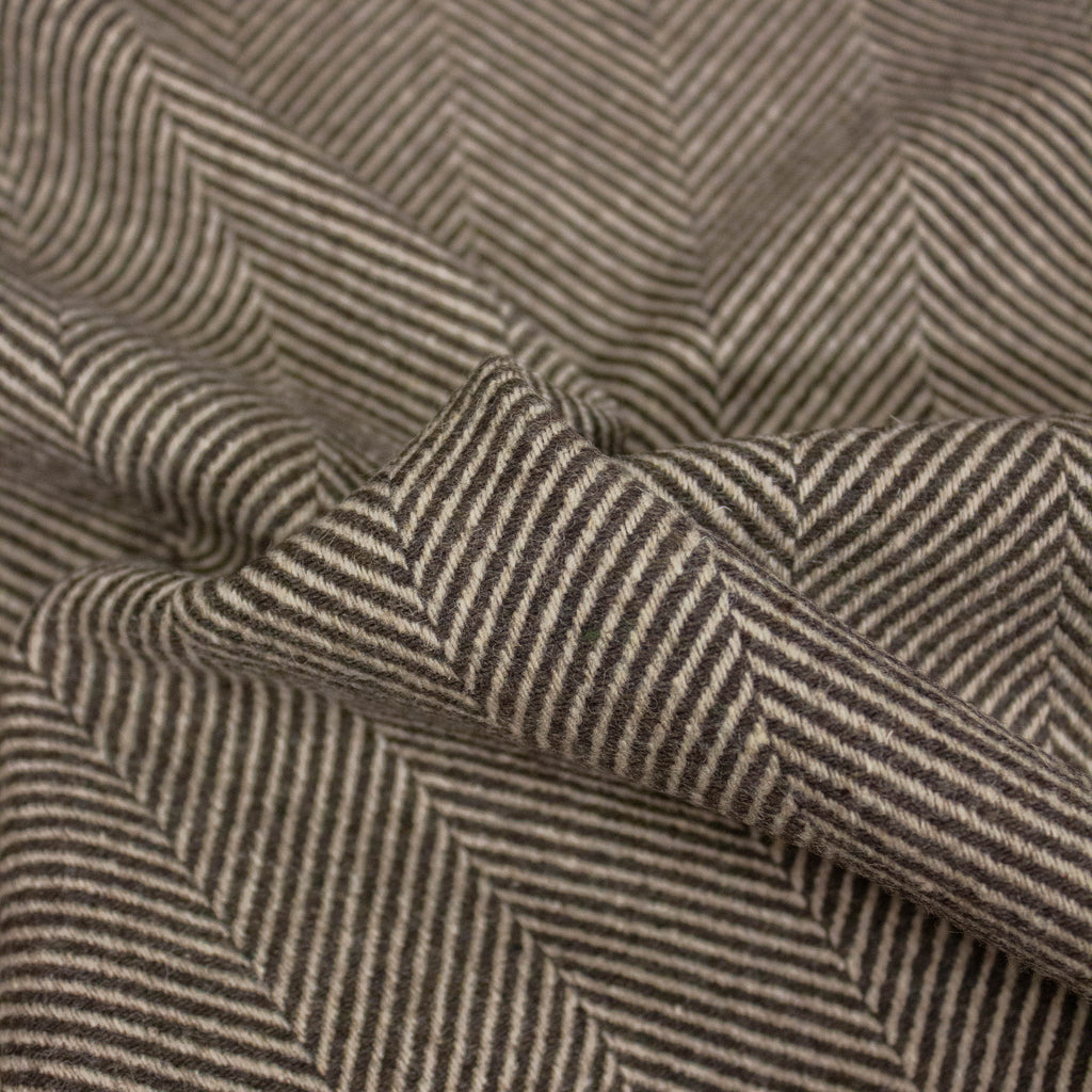 Brown Wool Coating Fabric Herringbone | THE FABRIC SALES