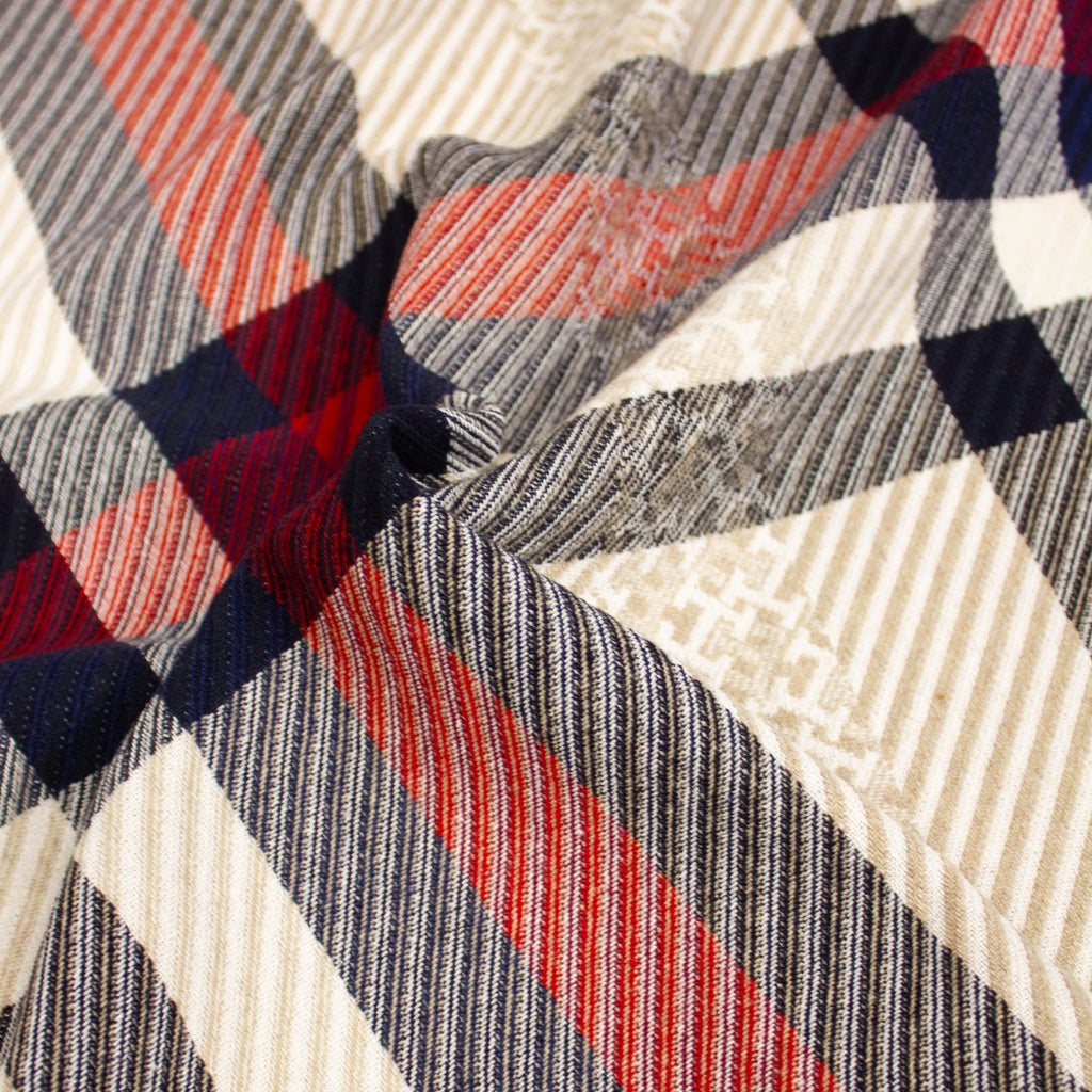 Beige Check/Monogram Wool Coating Fabric | THE FABRIC SALES
