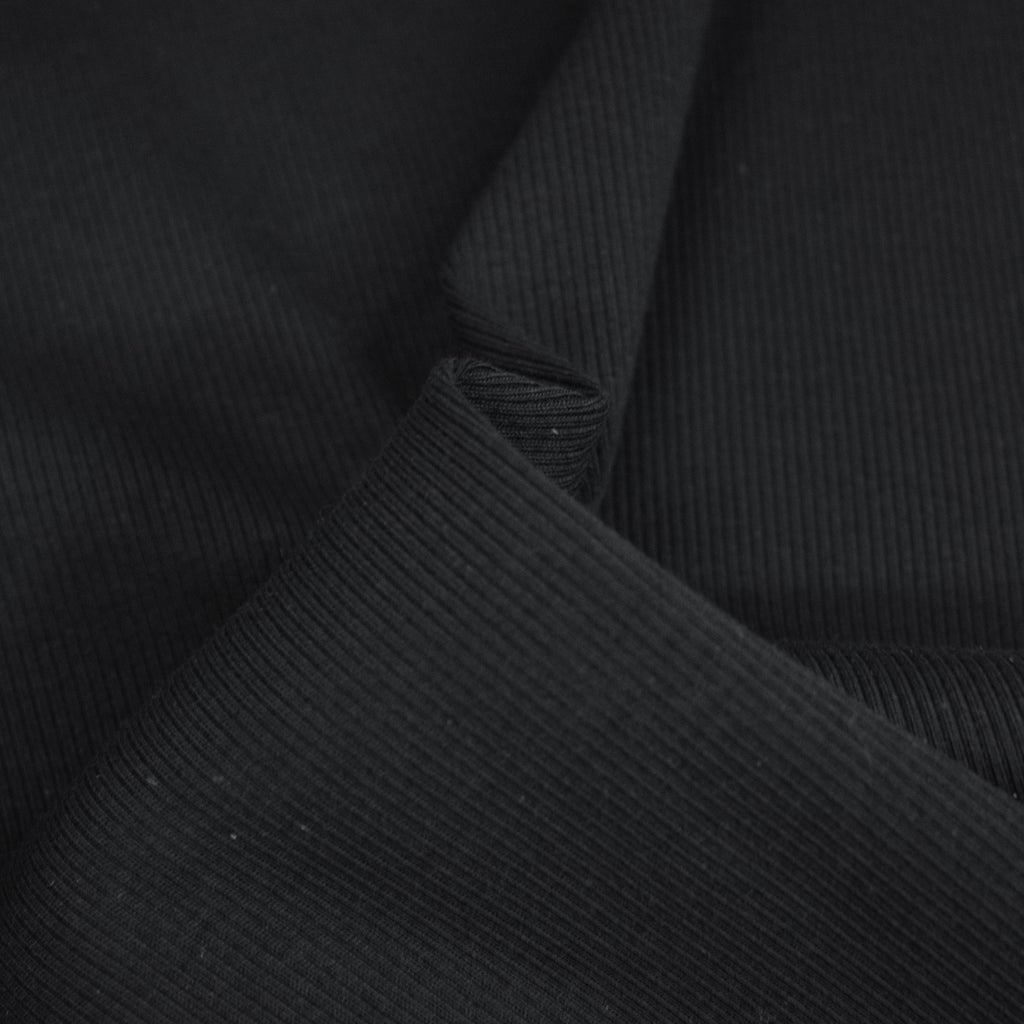 Black Cotton Rib Jersey Fabric | THE FABRIC SALES