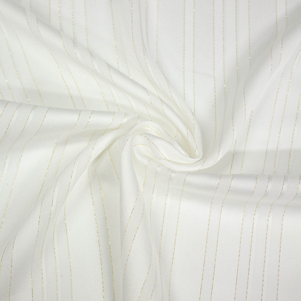 Striped Viscose Fabric Ivory & Gold | THE FABRIC SALES