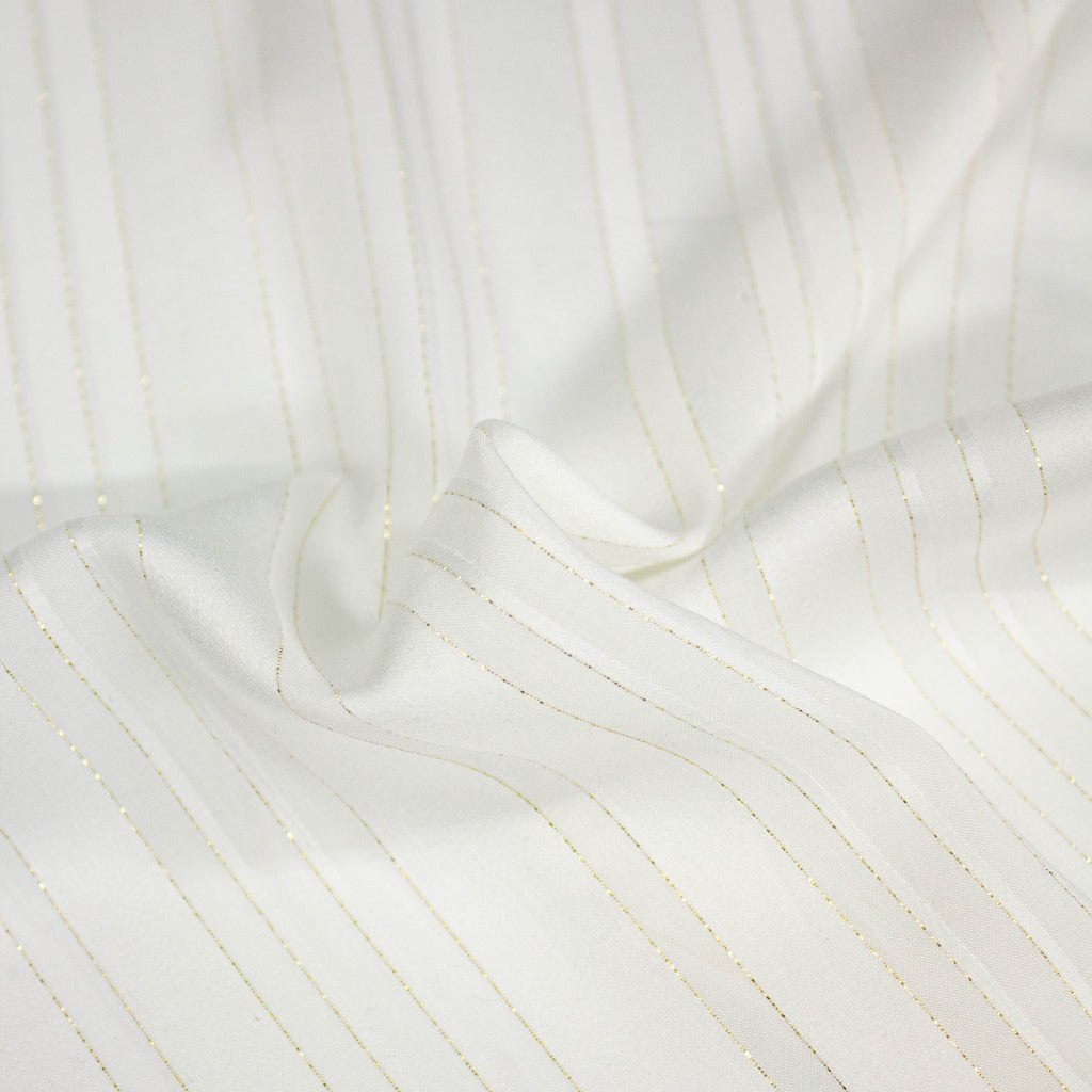 Striped Viscose Fabric Ivory & Gold | THE FABRIC SALES