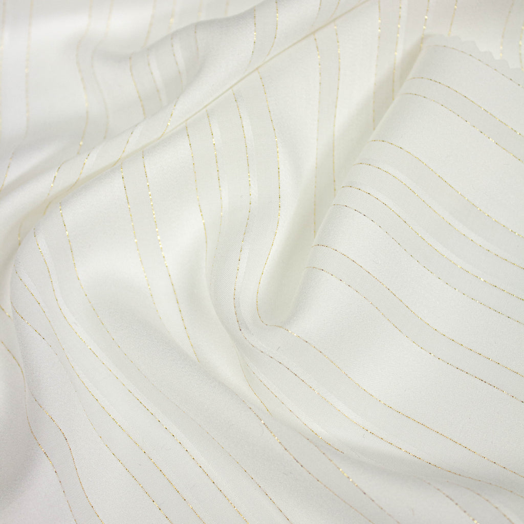 Striped Viscose Fabric Ivory & Gold | THE FABRIC SALES