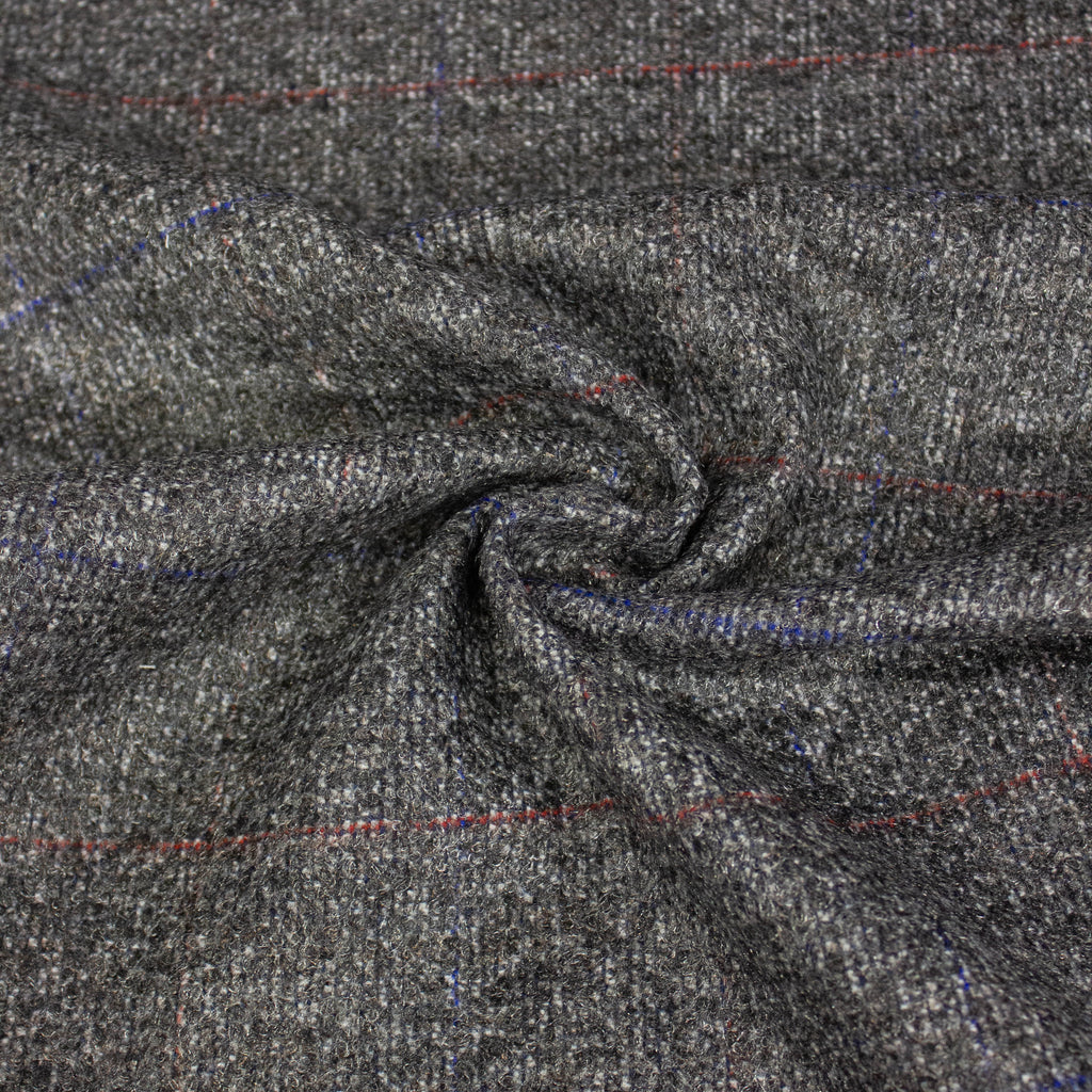 Grey Check Wool Blend Fabric | THE FABRIC SALES