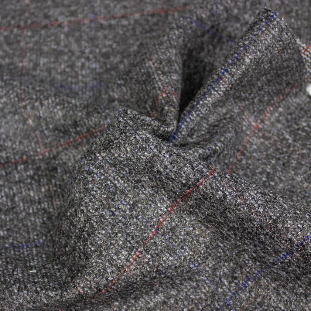 Grey Check Wool Blend Fabric | THE FABRIC SALES