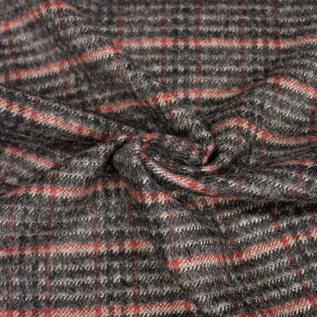 Grey Check Wool Blend Fabric | THE FABRIC SALES