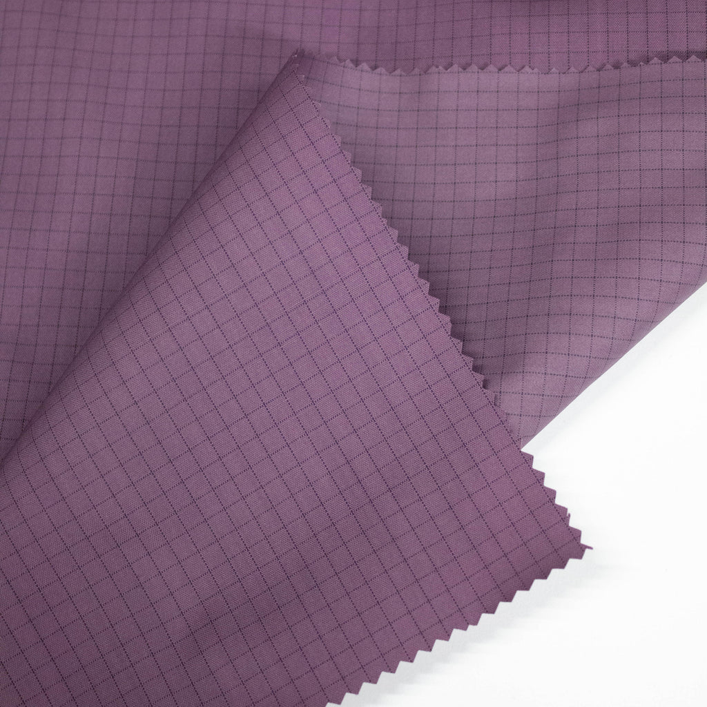 Purple Check Virgin Wool Fabric Water Resistant | THE FABRIC SALES