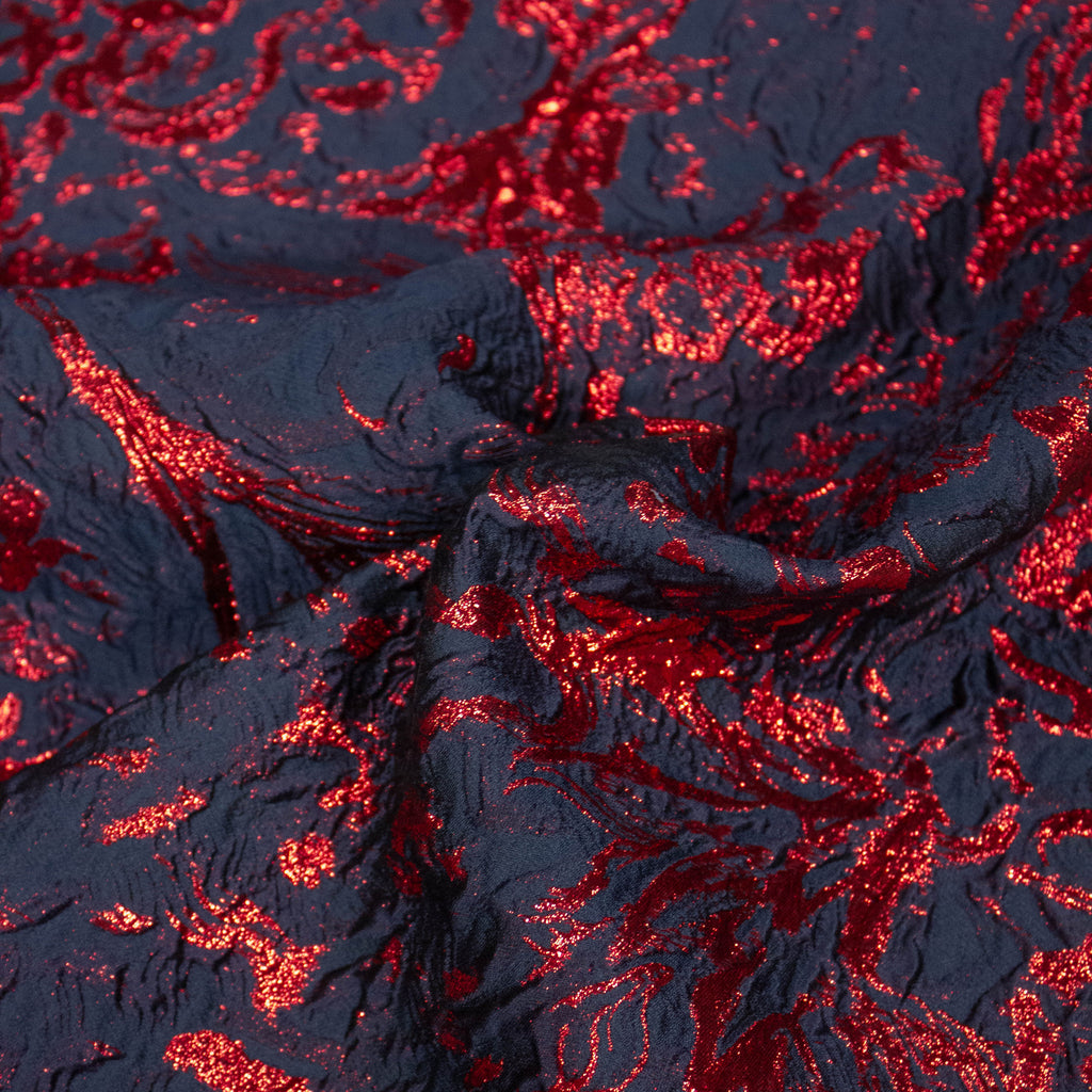 Floral Polyester Jacquard Fabric Red | THE FABRIC SALES