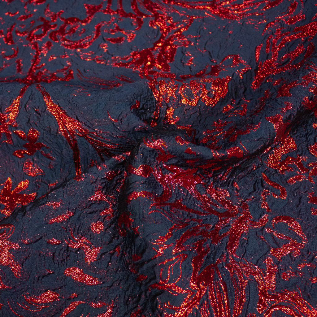 Floral Polyester Jacquard Fabric Red | THE FABRIC SALES