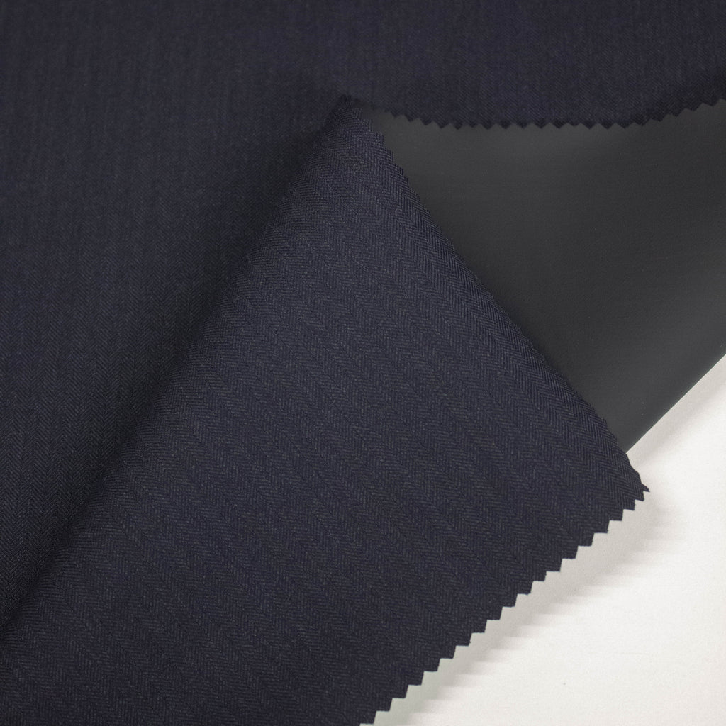 Blue Herringbone Virgin Wool Fabric Water Resistant | THE FABRIC SALES