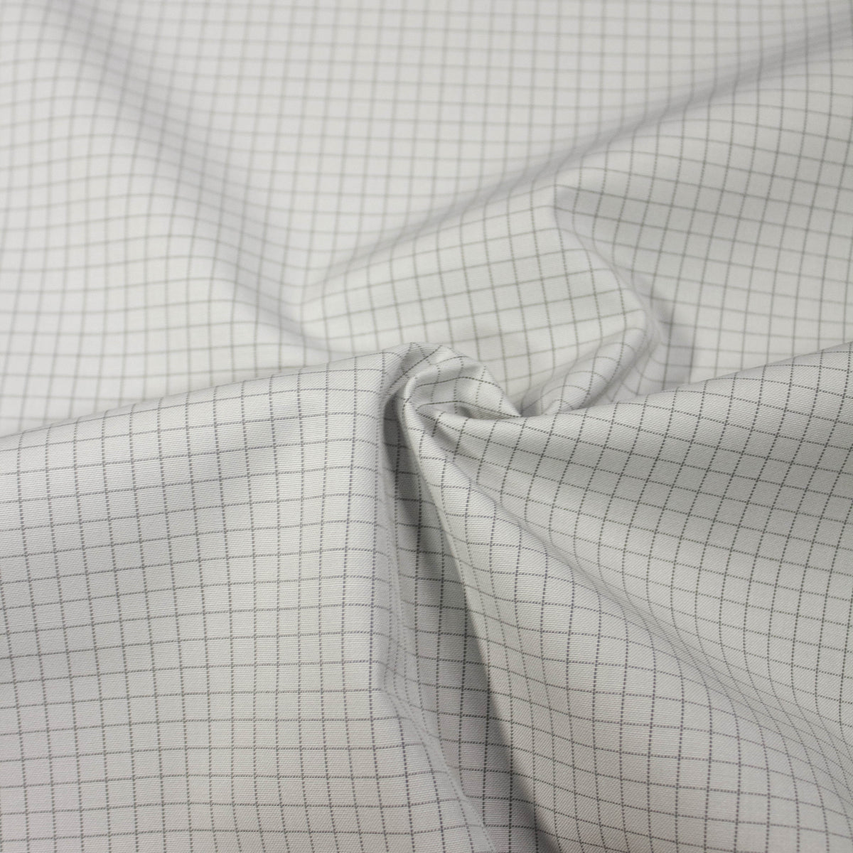 Light Grey Check Virgin Wool Fabric Water Resistant | THE FABRIC SALES