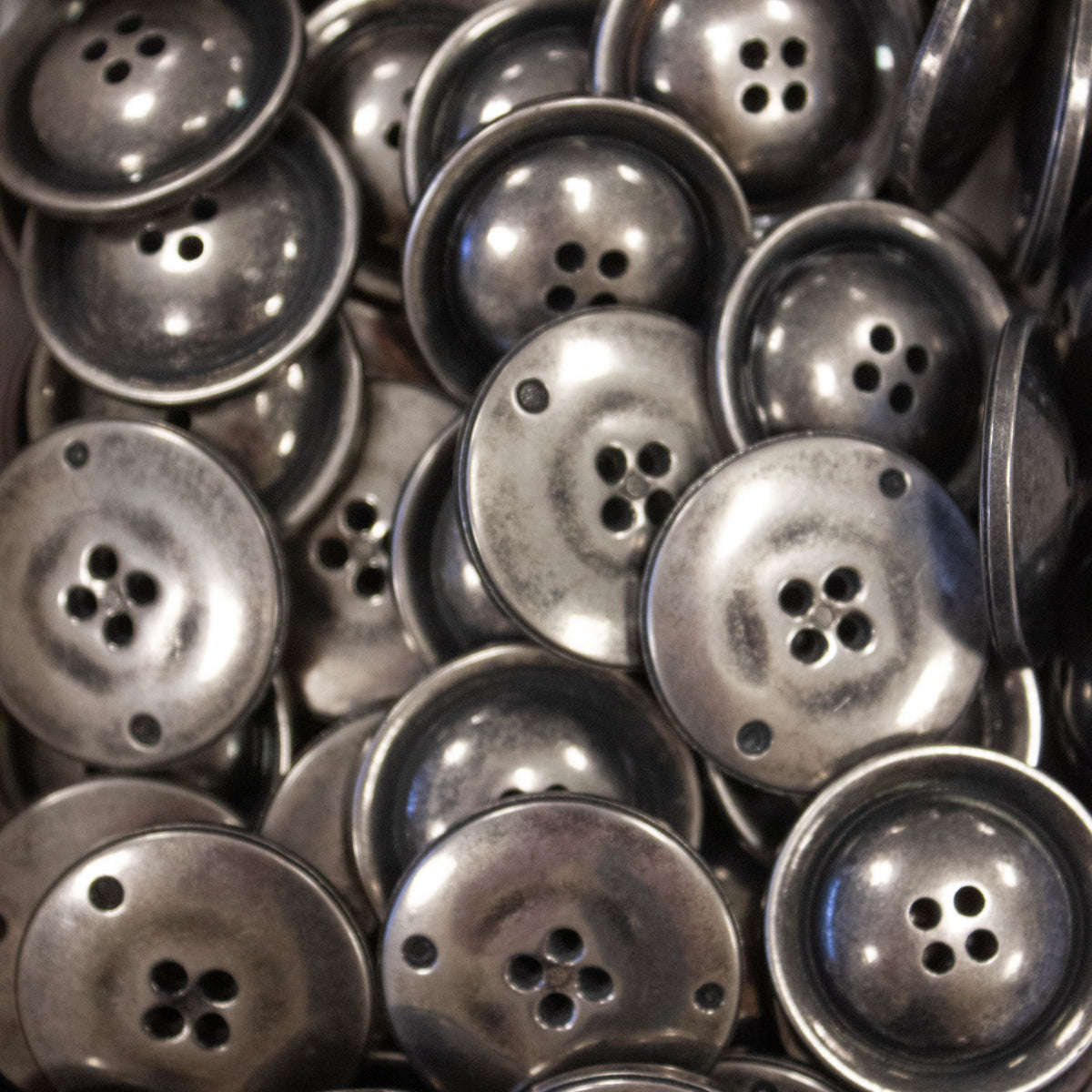 Silver 4-Hole Plastic Metal Look Button 35mm | THE FABRIC SALES
