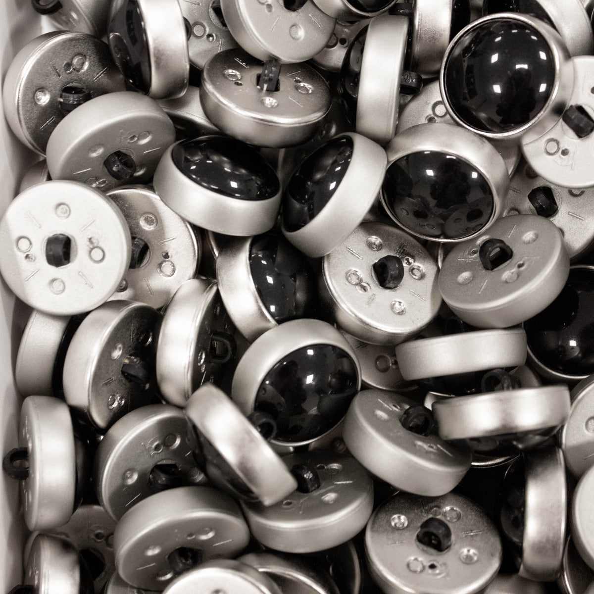 Black & Silver Plastic Button Glossy 22mm | THE FABRIC SALES