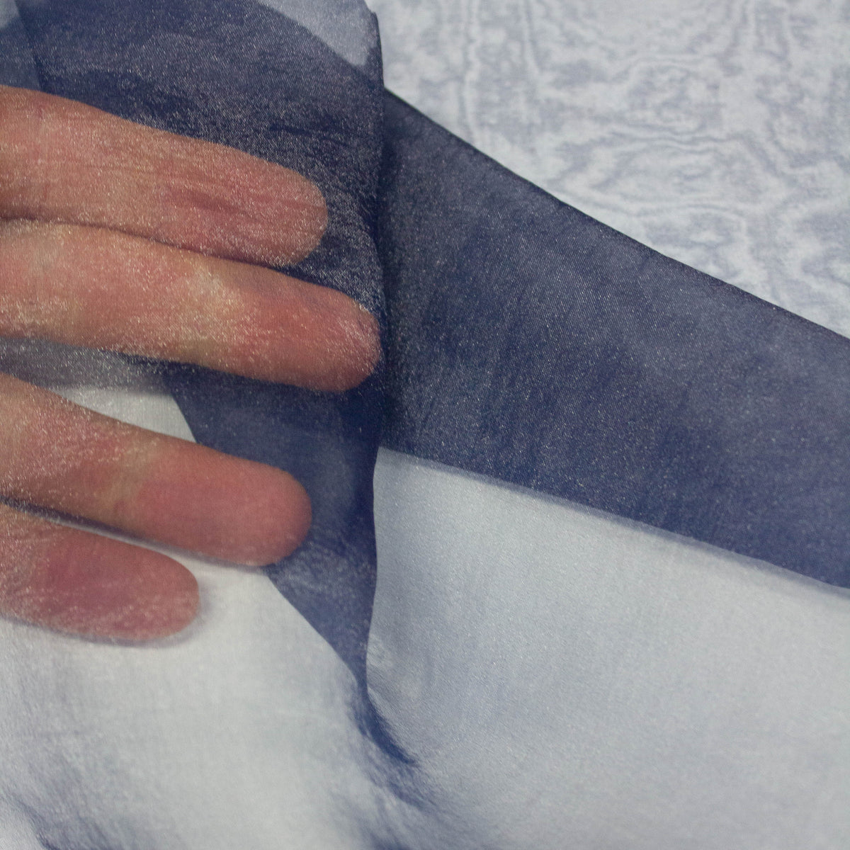 Claw Dark Blue Polyester Voile Glossy Fabric | THE FABRIC SALES