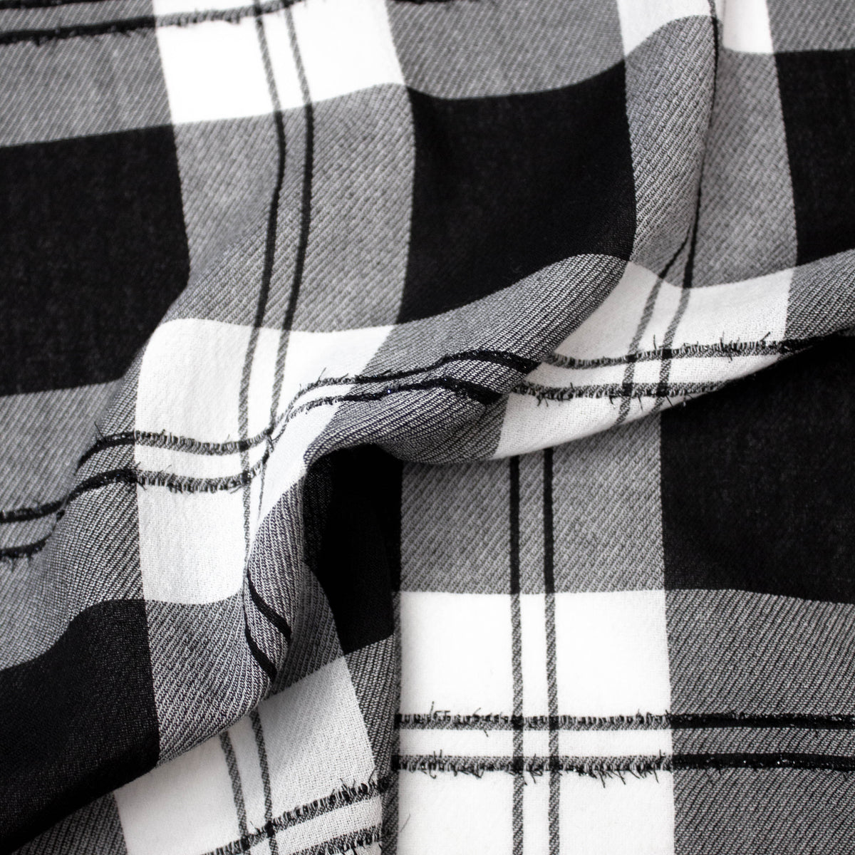 Cambell Black & White Check Cotton Viscose Blend Fabric | THE FABRIC SALES