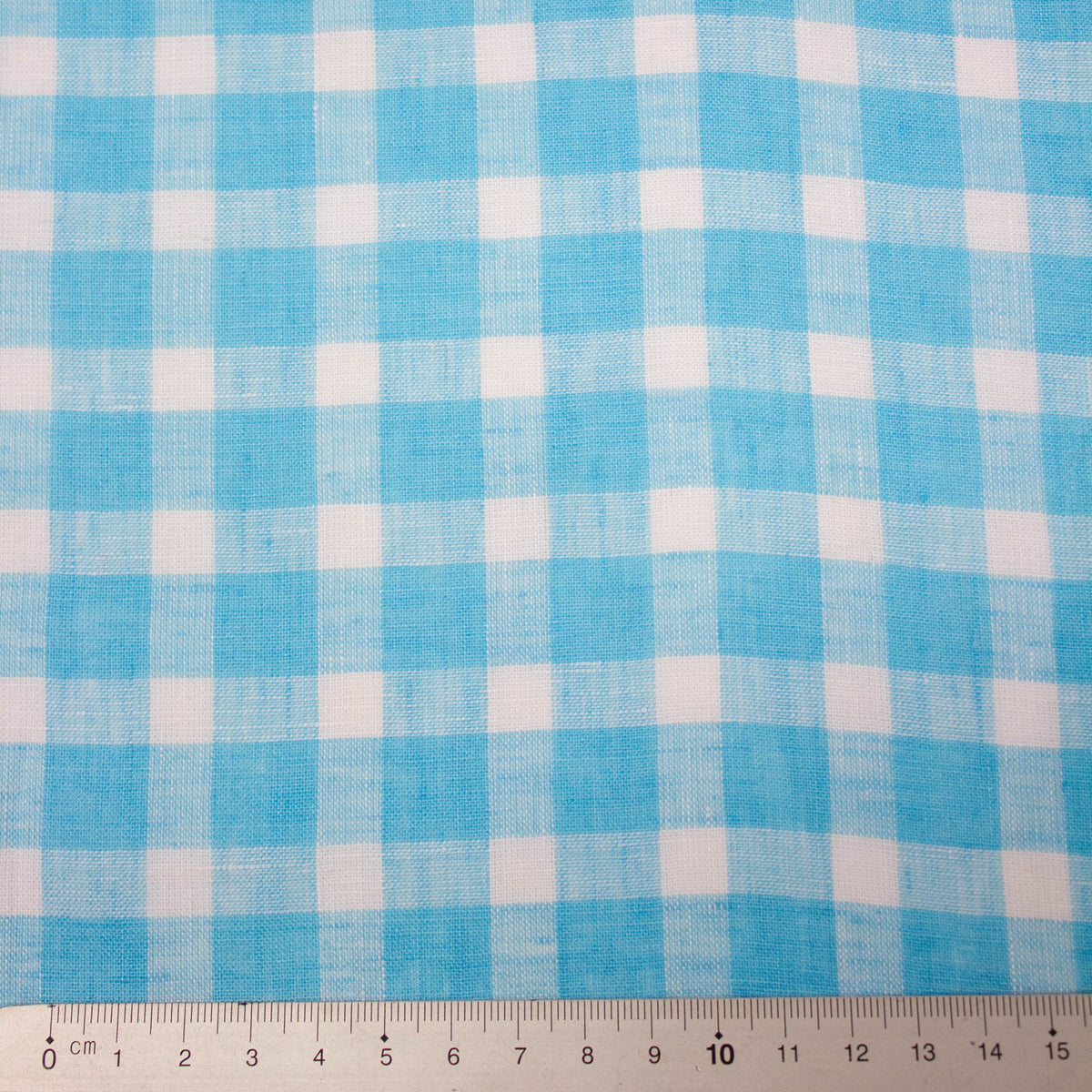 Brent Turquoise Blue Check Linen Fabric | THE FABRIC SALES