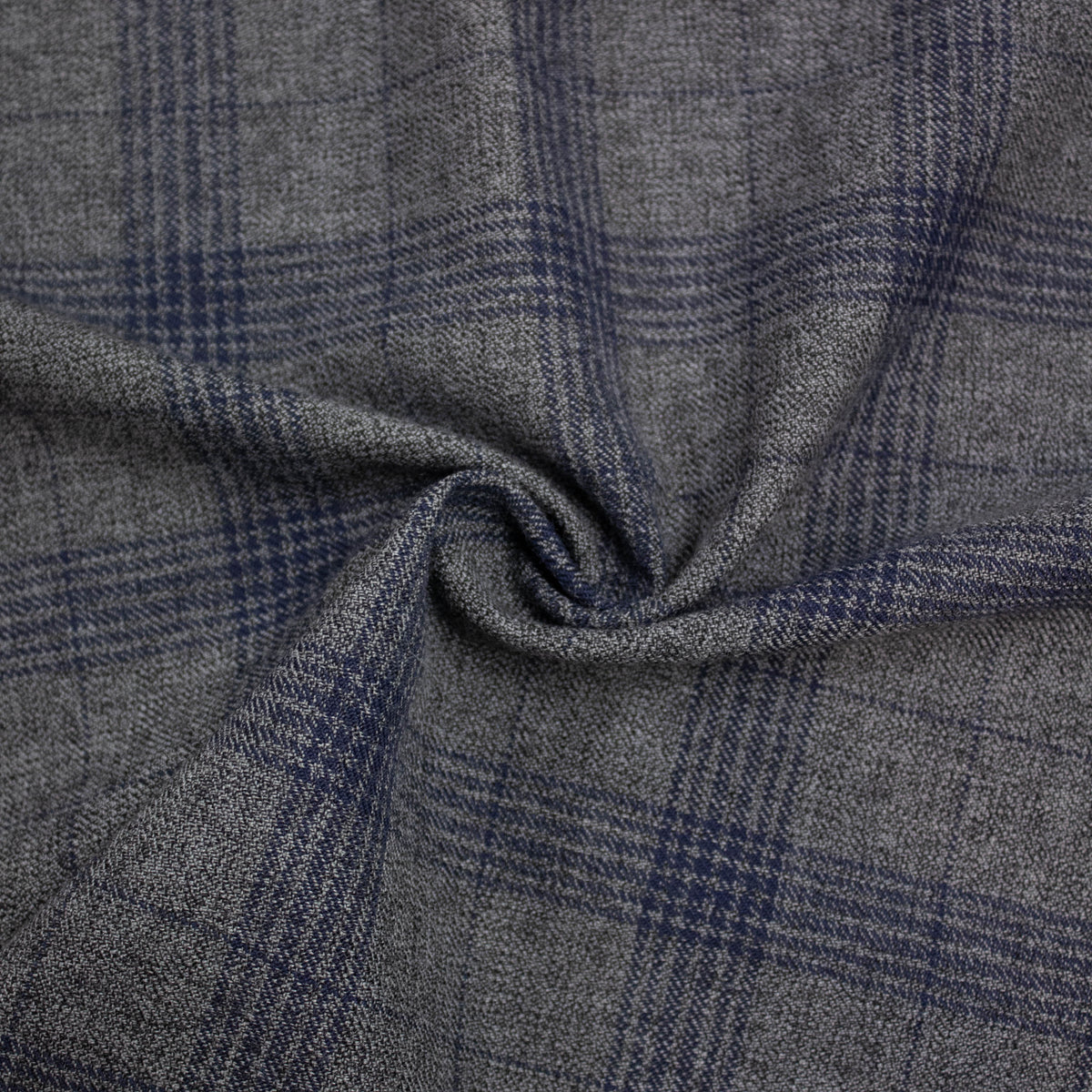 Biathe Grey & Blue Check Virgin Wool Blend | THE FABRIC SALES