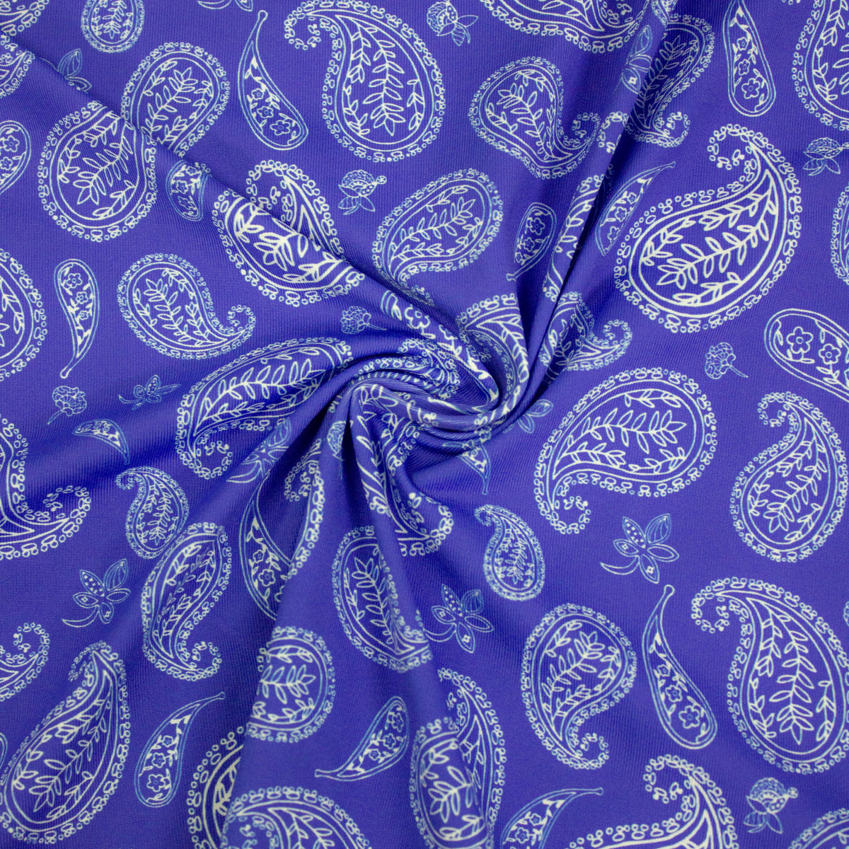 Felix Blue Paisley Polyamide Jersey Fabric | THE FABRIC SALES