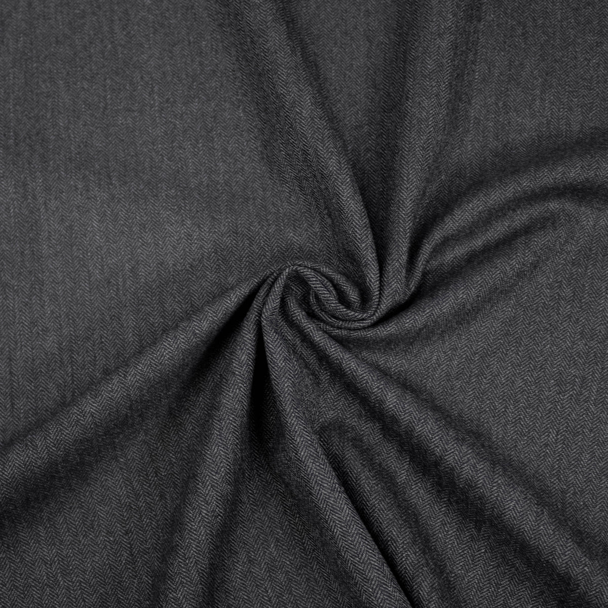 Wool Blend Fabric | Herringbone | Dark Grey | THE FABRIC SALES