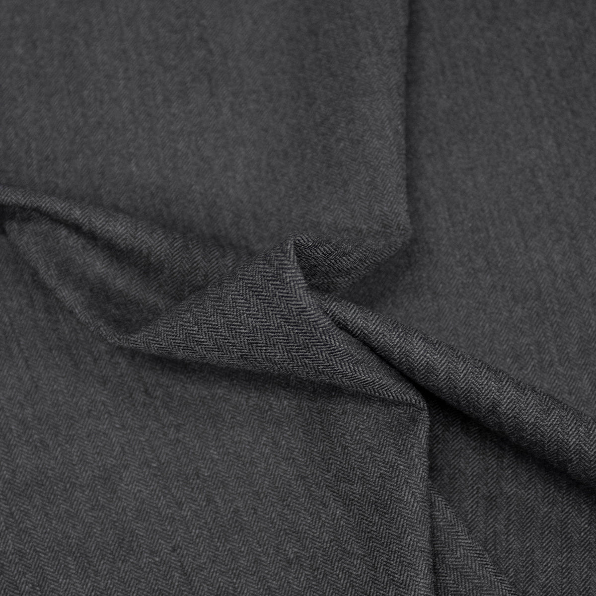 Wool Blend Fabric | Herringbone | Dark Grey | THE FABRIC SALES