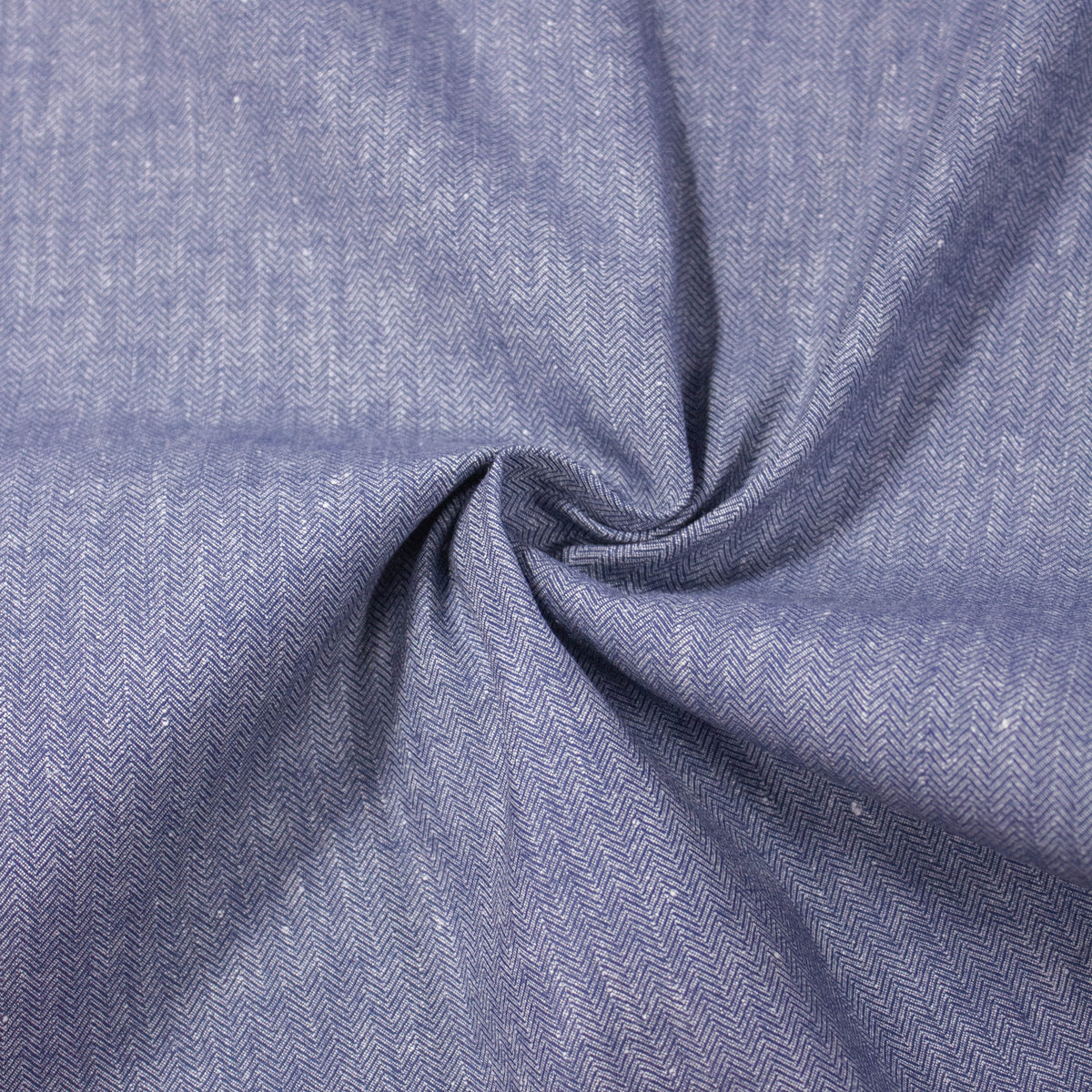 Jules Blue Herringbone Linen Cotton Blend Fabric | THE FABRIC SALES