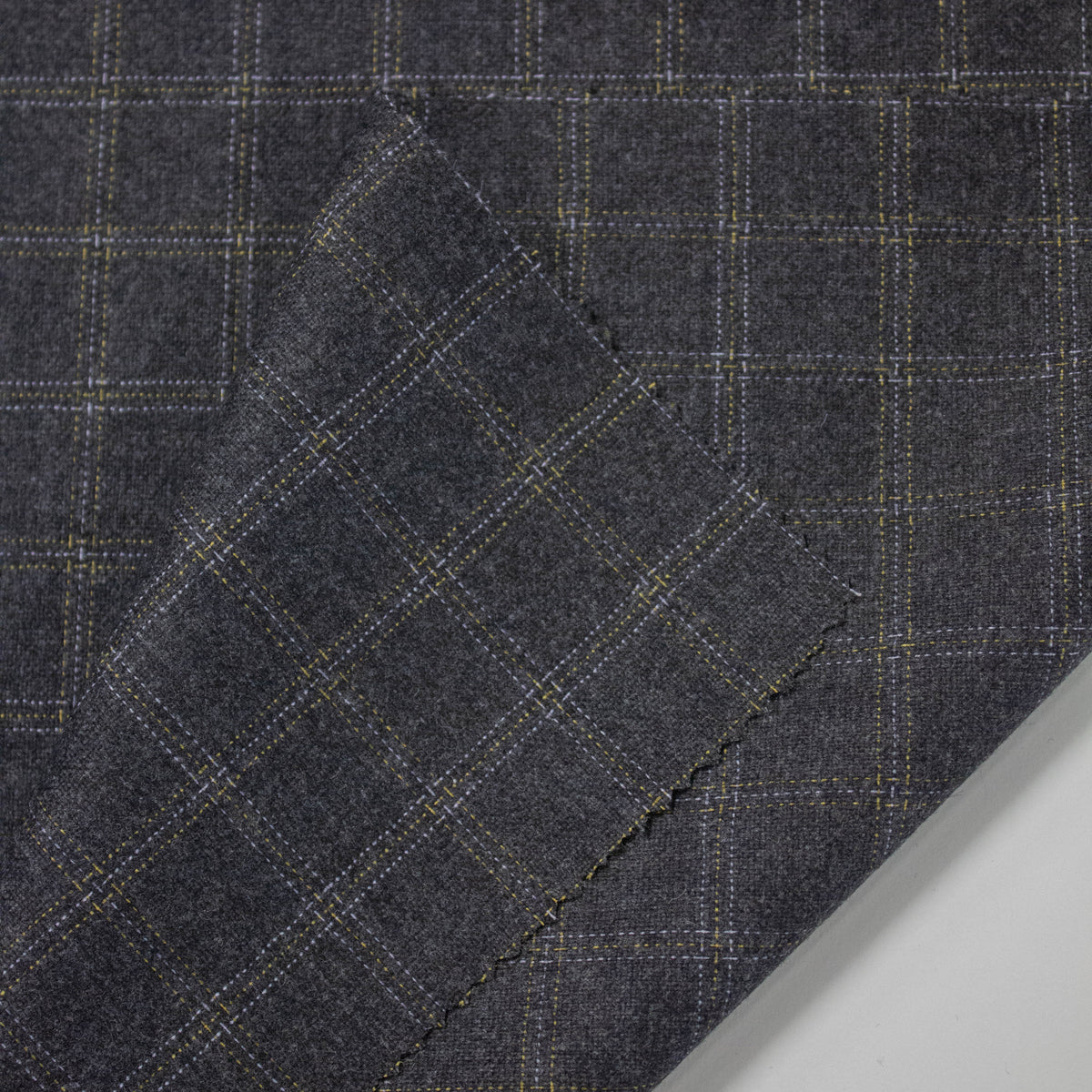 Maja Dark Grey Check Wool Suiting Fabric | THE FABRIC SALES