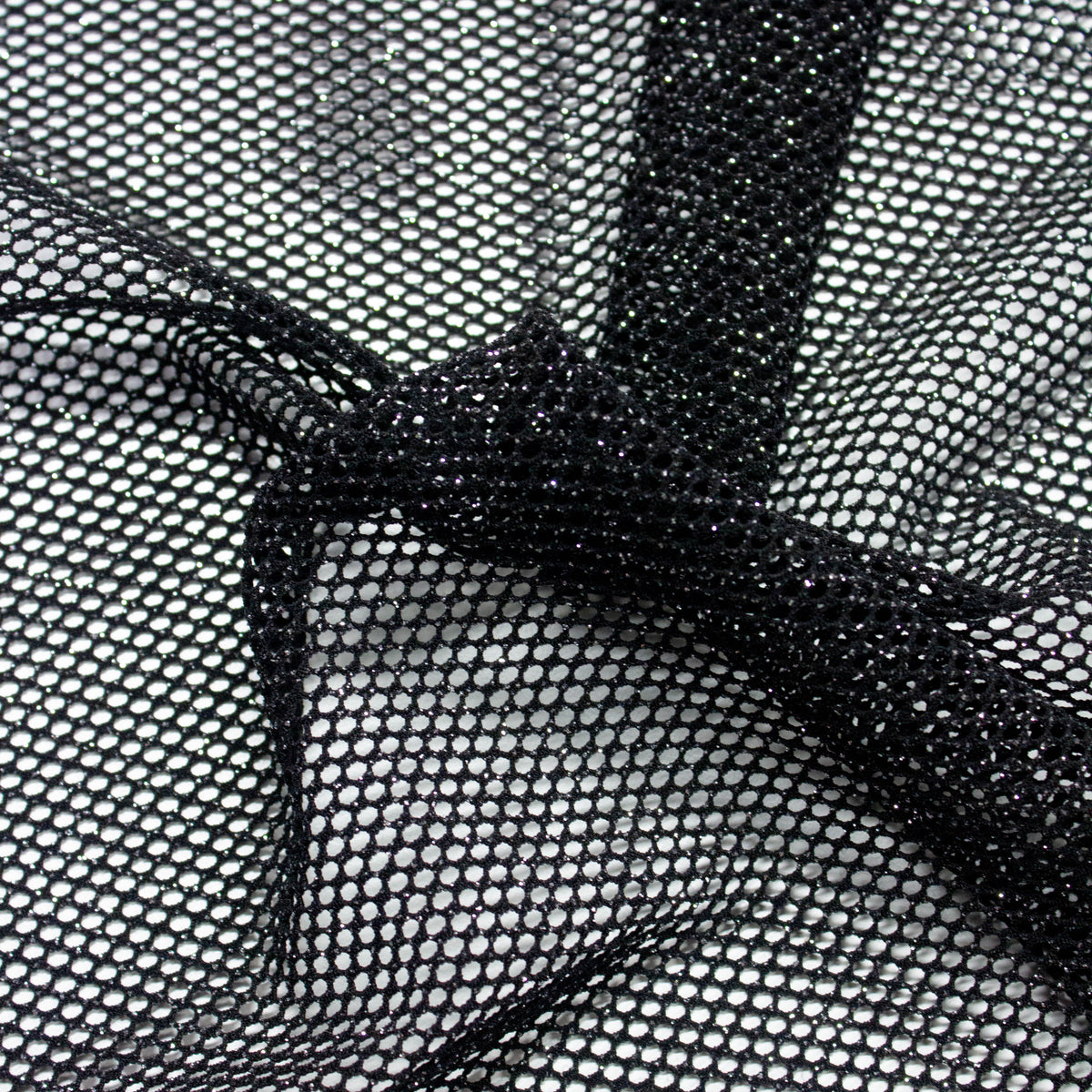 Lee Black Polyester Netting Silver Sparkling Fabric | THE FABRIC SALES