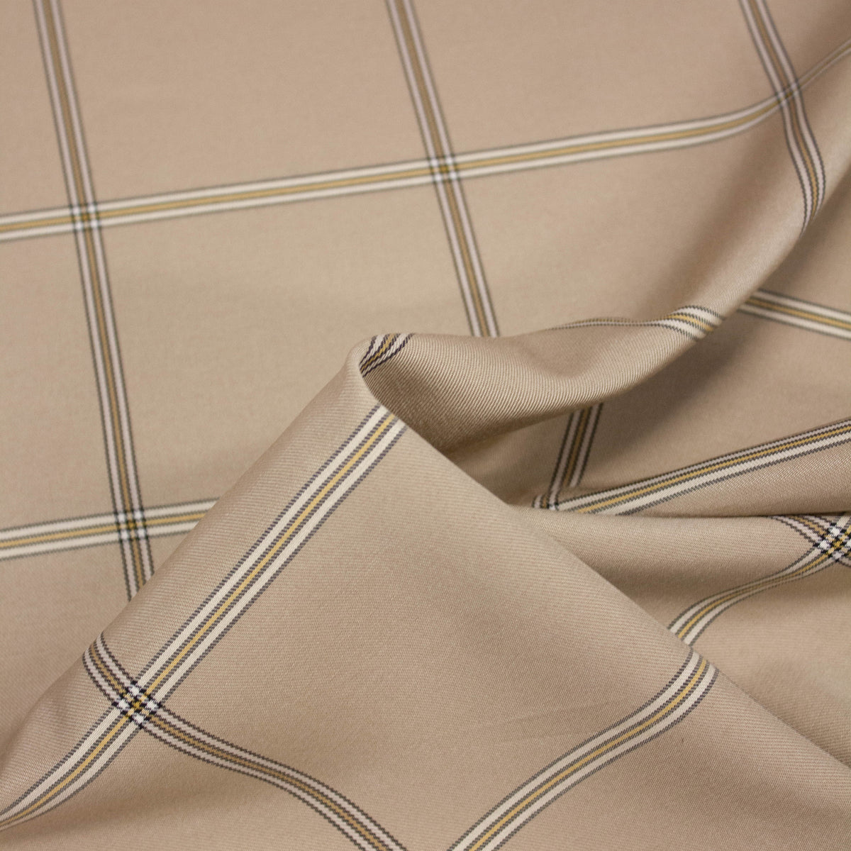 Bea Beige Check Viscose Acetate Blend Fabric SHOWROOM SAMPLE 34CM X 60 ...