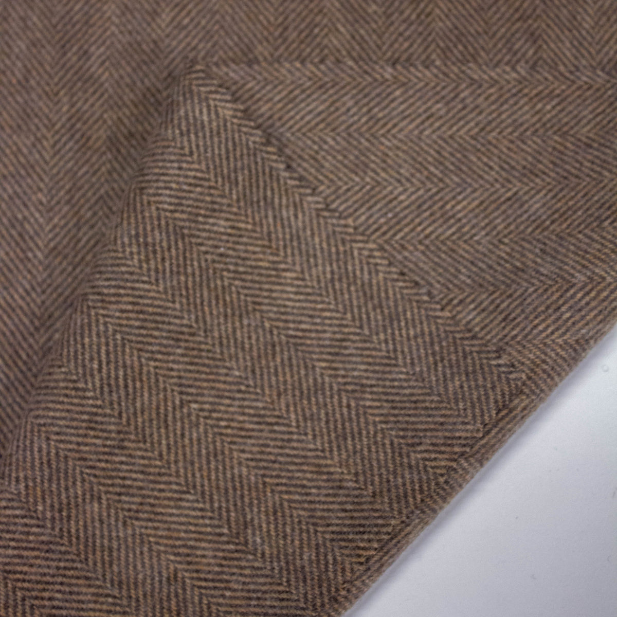 Jonas Brown Herringbone Virgin Wool Blend Fabric | THE FABRIC SALES