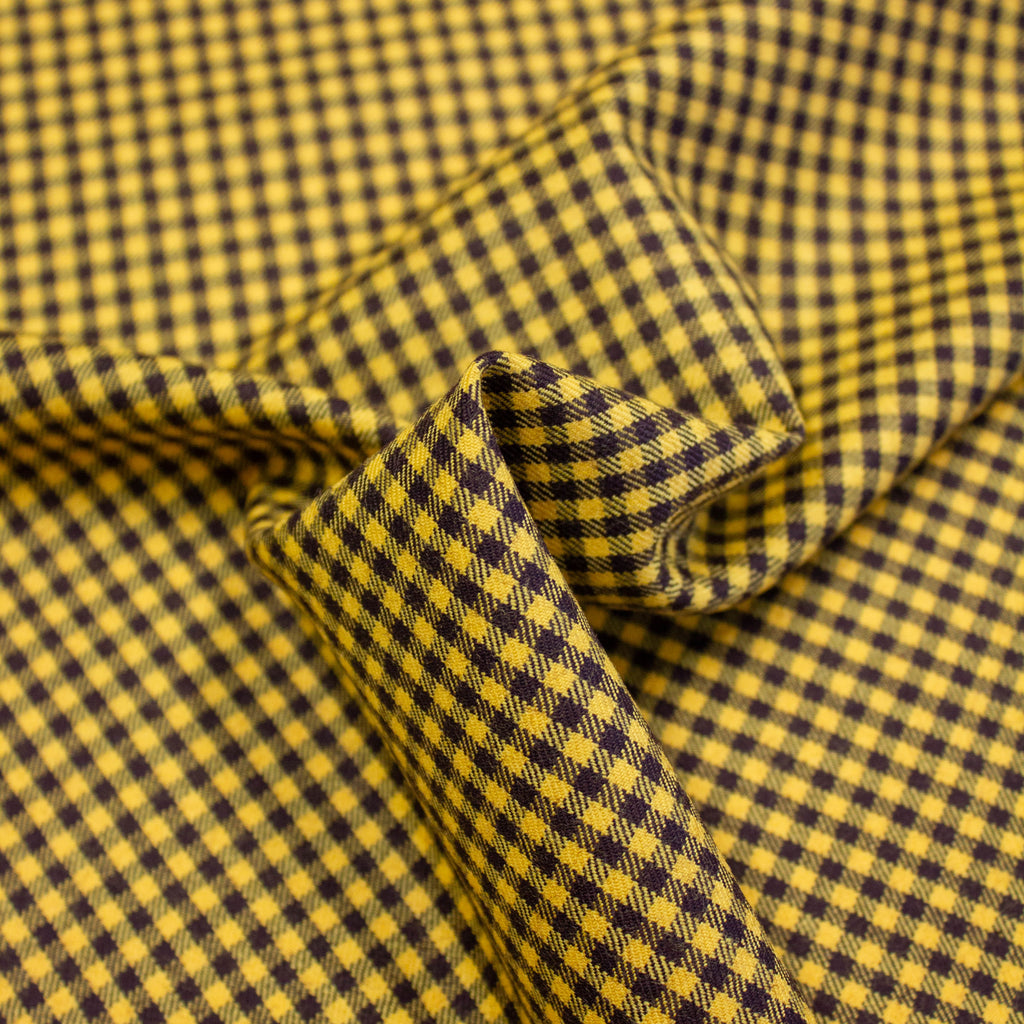 Virgin Wool Fabric | Vichy Checks | Yellow & Black | THE FABRIC SALES