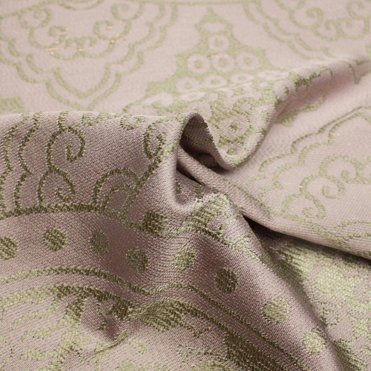 Vaska Purple Golden Jaquard Silk Blend Fabric | THE FABRIC SALES