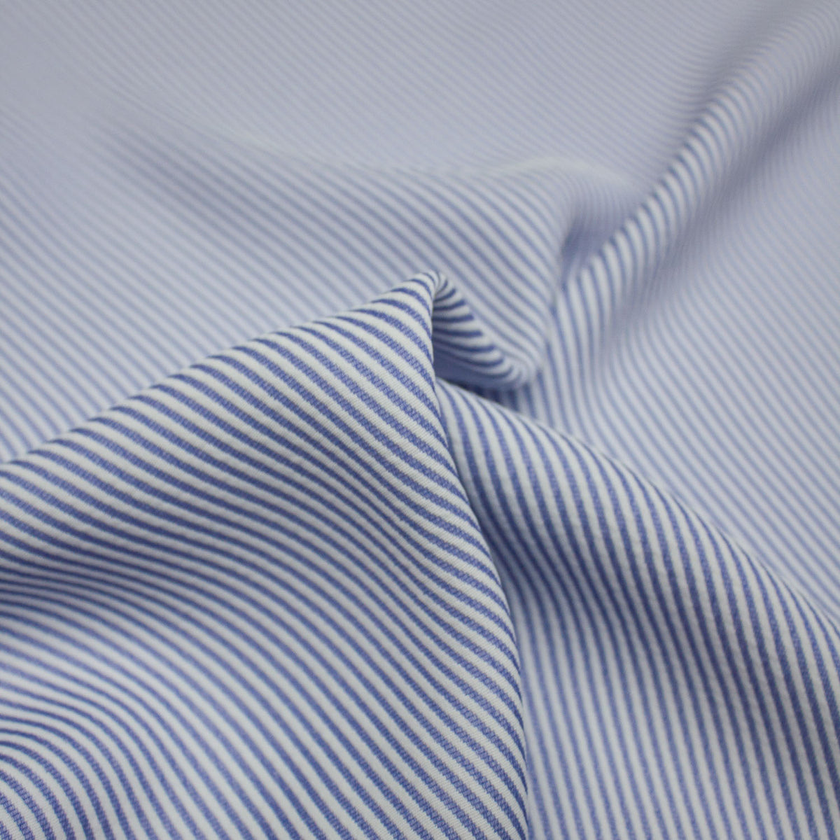 Carlos Blue Diagonal Striped Viscose Blend - COUPON 45CM | THE FABRIC SALES