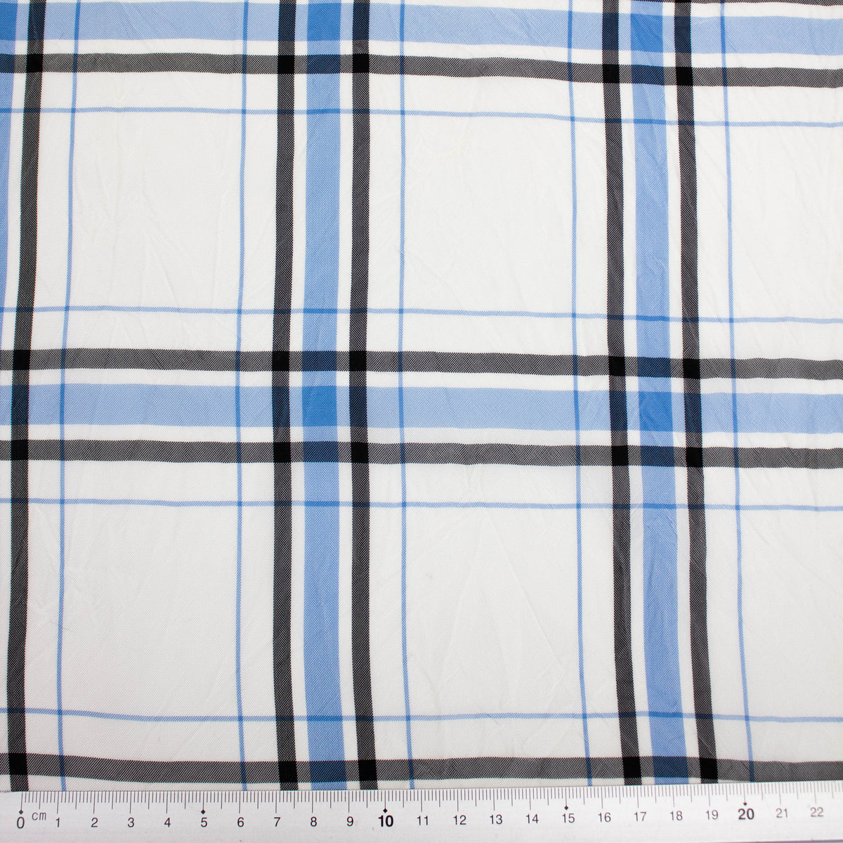 Geron Blue Big Check Viscose Fabric | THE FABRIC SALES