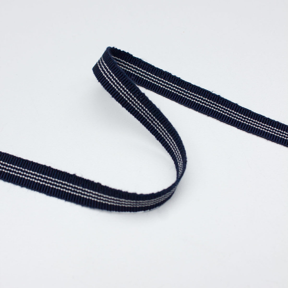 Blue & White Striped Cotton Grosgrain 10mm | THE FABRIC SALES