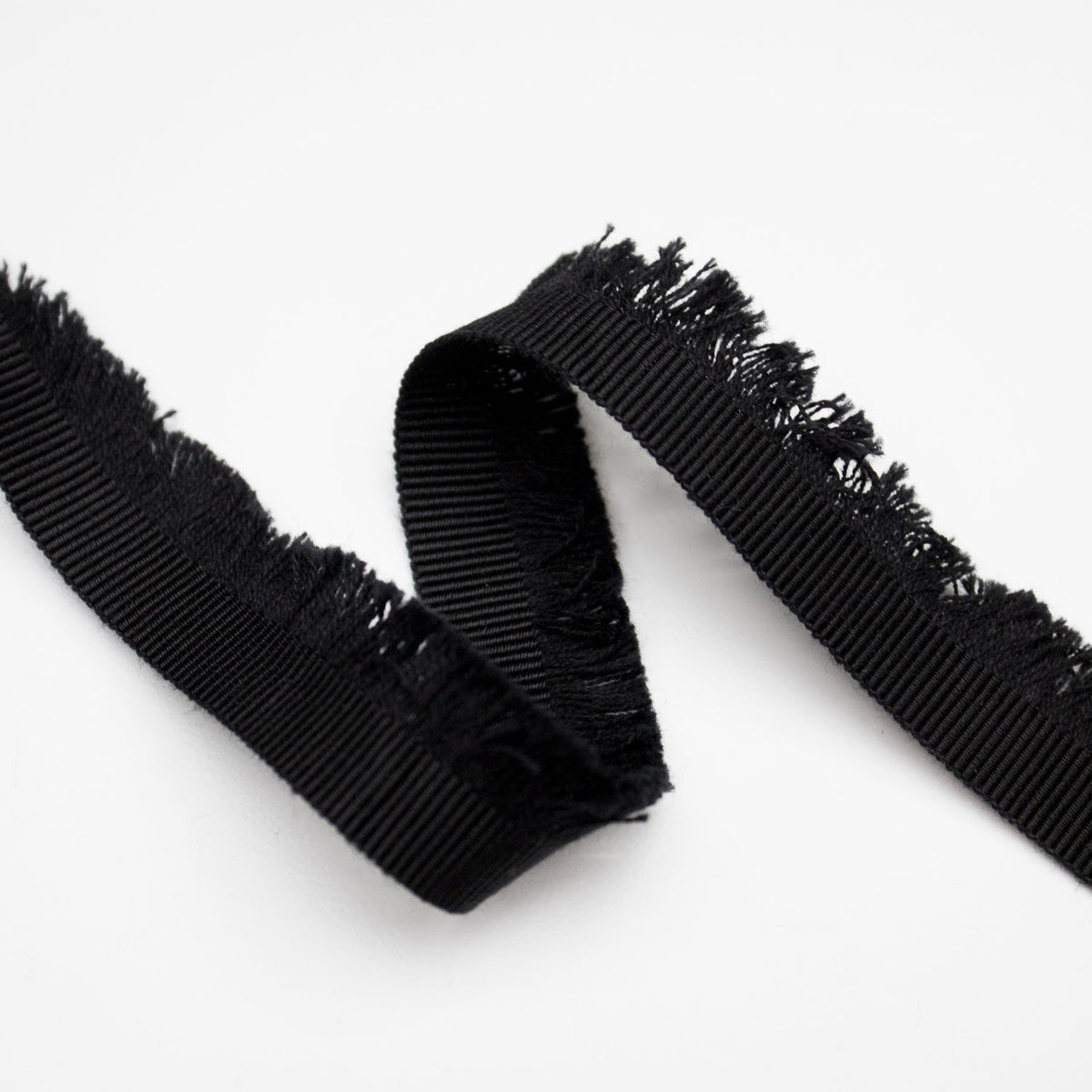 Black Ruffled Cotton Grosgrain 20mm | THE FABRIC SALES