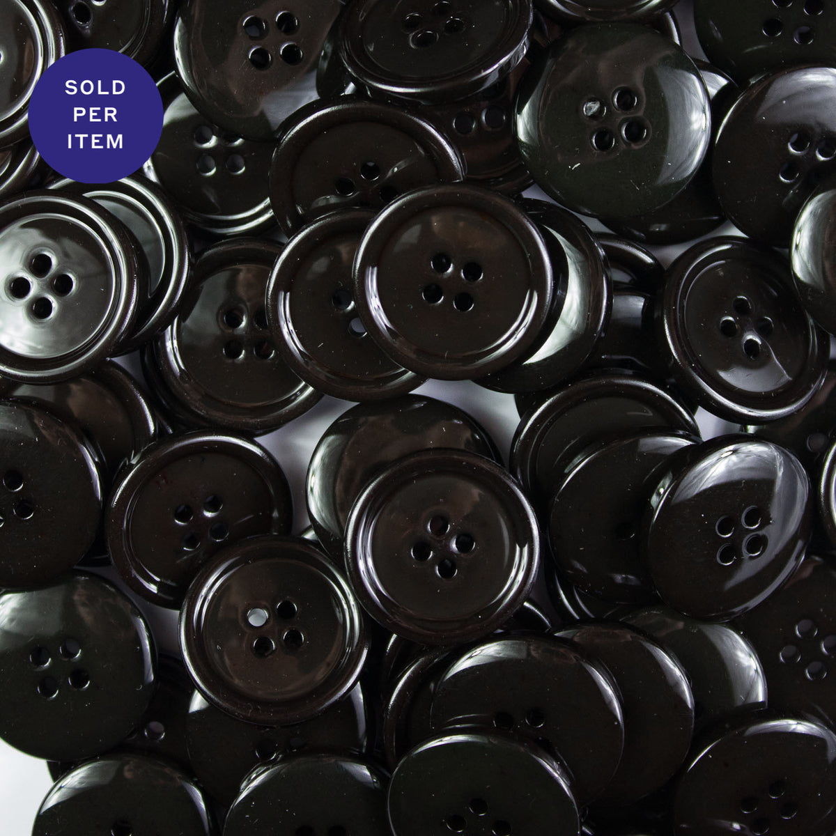 Dark Brown 4-Hole Plastic Button Glossy | THE FABRIC SALES