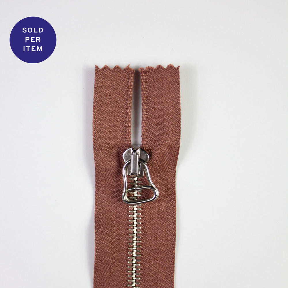 Two Way Old Pink Metal Separating Zipper With Silver Pull and Teeth ...