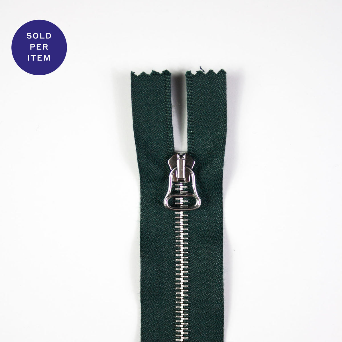 Two Way Deep Green Metal Separating Zipper With Silver Pull and Teeth ...