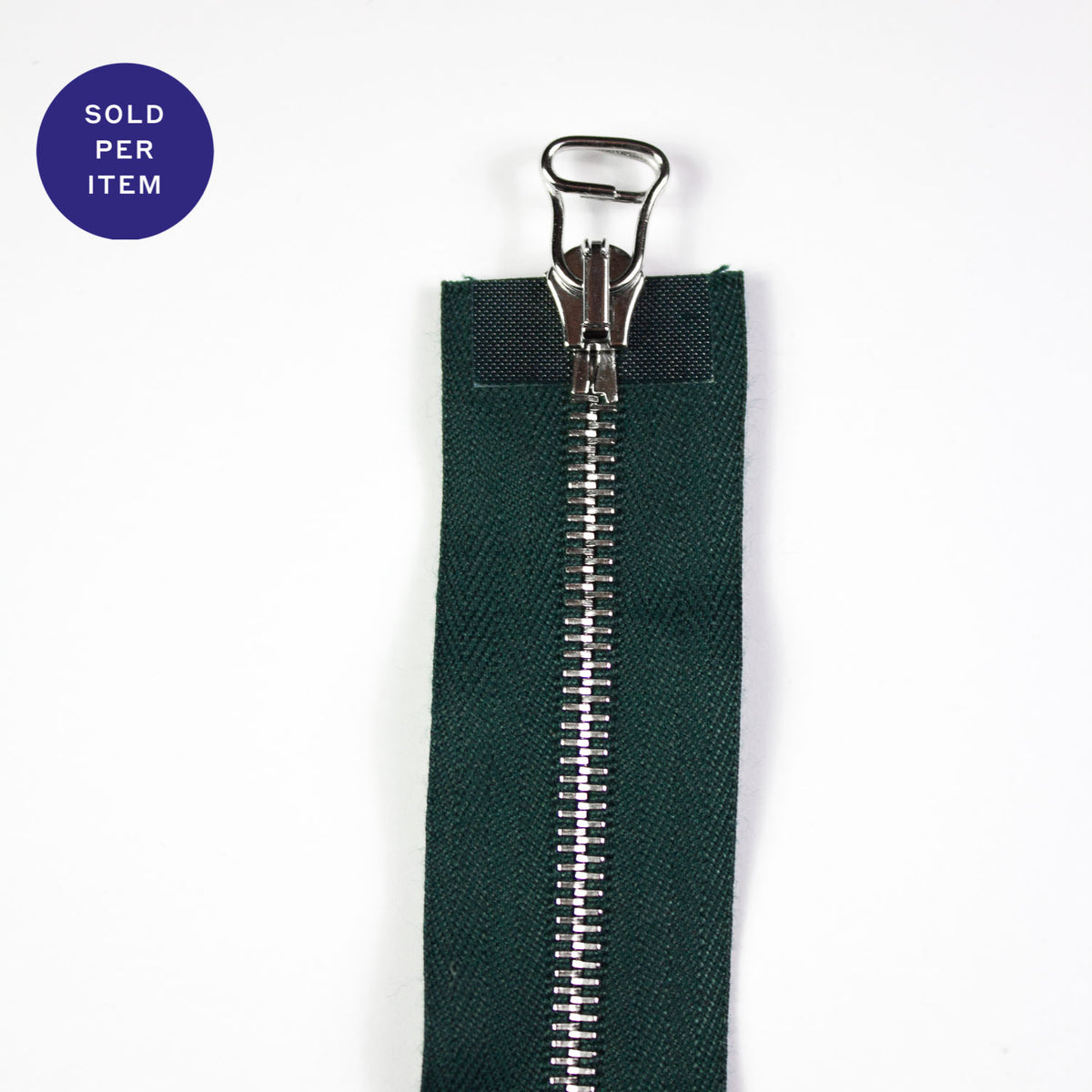 Two Way Deep Green Metal Separating Zipper With Silver Pull and Teeth ...