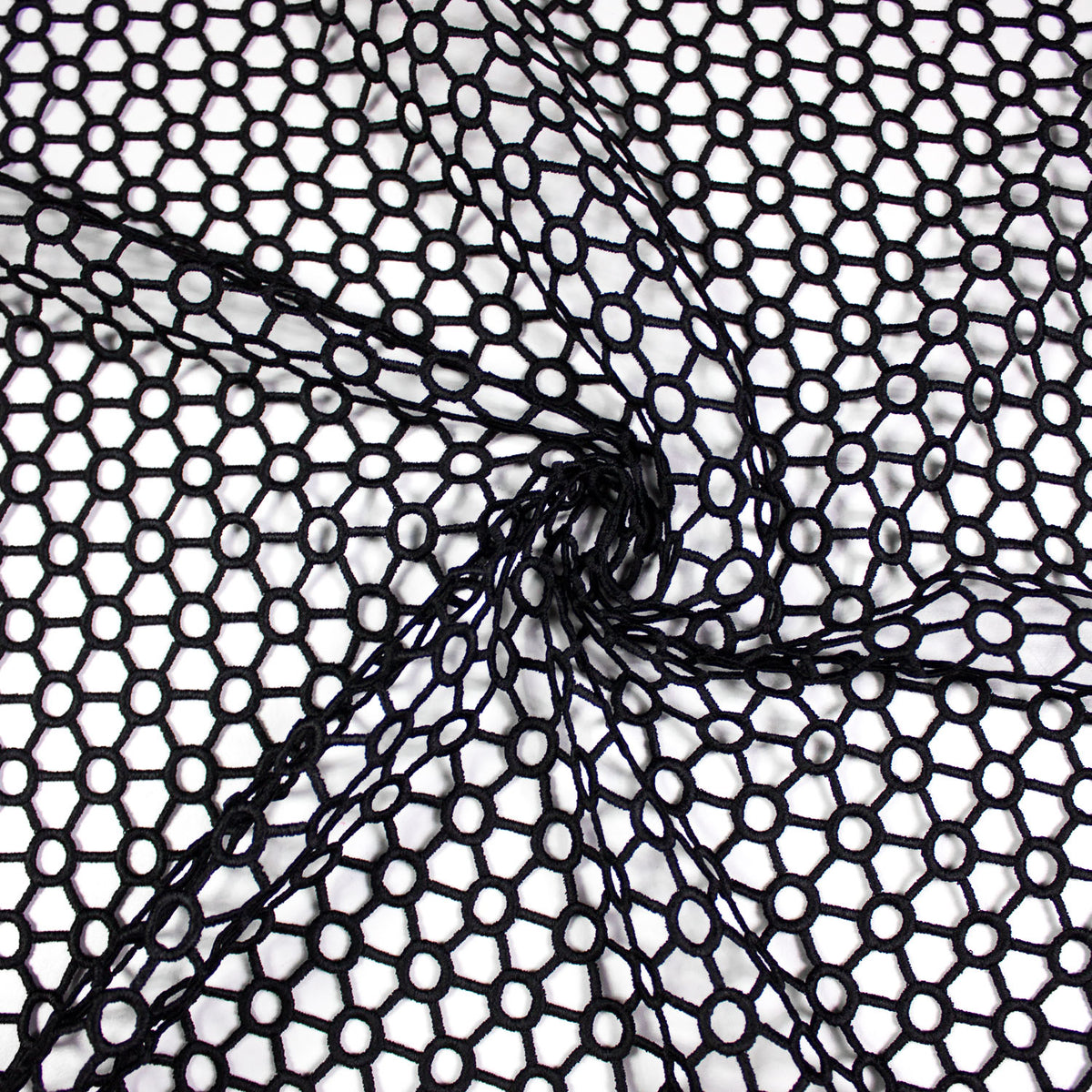 Nina Black Cotton Netting Fabric | THE FABRIC SALES
