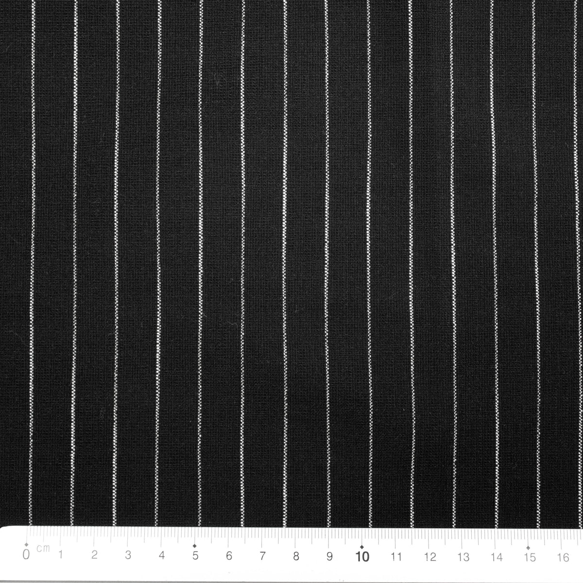 Stéph Black Pinstripe Viscose Blend Stretch Fabric | THE FABRIC SALES